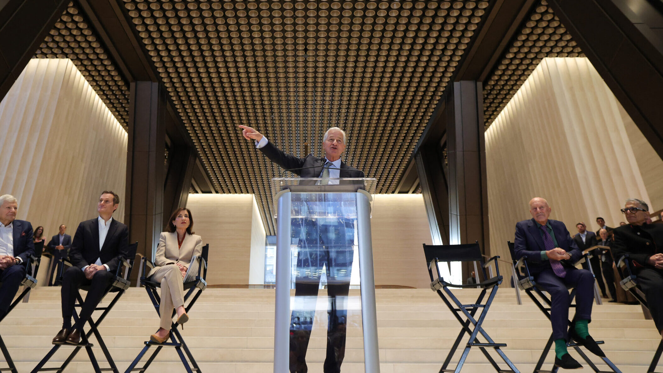 Jamie Dimon Christens New “Fortress” JPMorgan Chase HQ - Puck